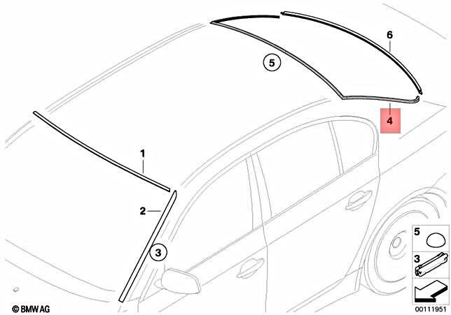 Genuine BMW 5 Series E60 Sedan Rear Window Cover Moulding Trim OEM ...
