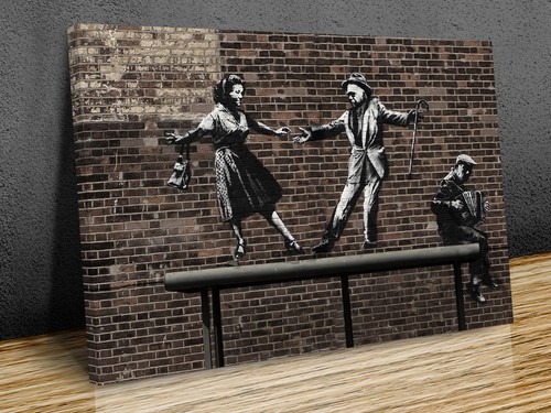 Banksy Couple Dancing mounted canvas print art ready to hang | eBay UK