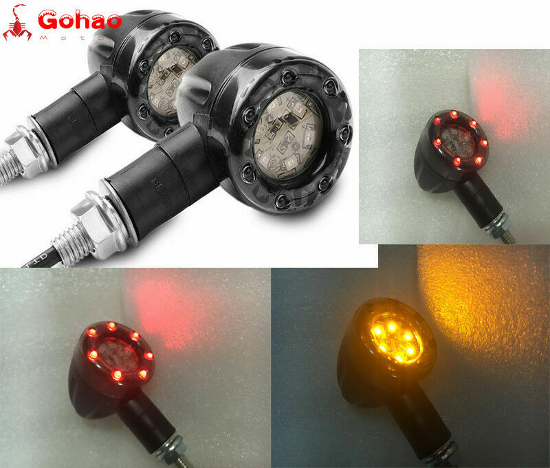 Motorcycle Black Bullet LED Light Front Rear Turn Signal Indicator 4pcs ...