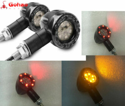 Motorcycle Black Bullet LED Light Front Rear Turn Signal Indicator 4pcs ...