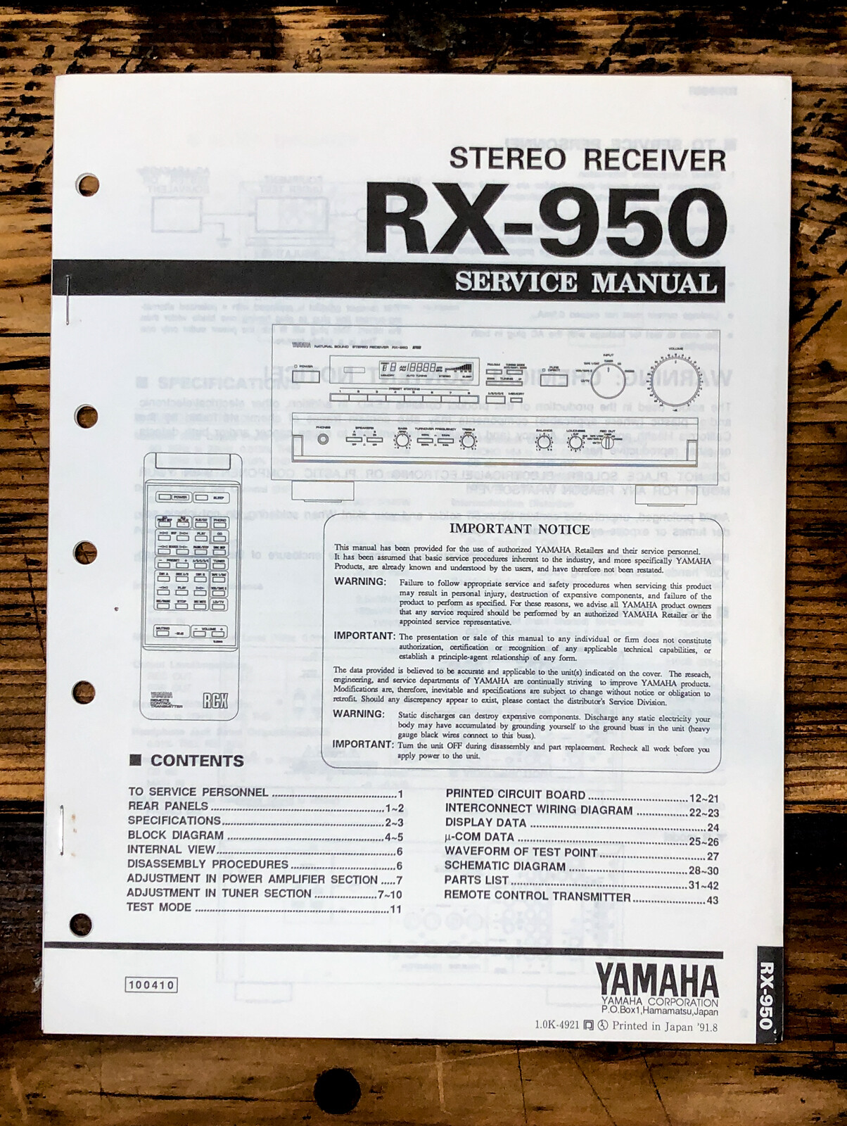 Yamaha RX-950 Receiver Service Manual *Original* | eBay