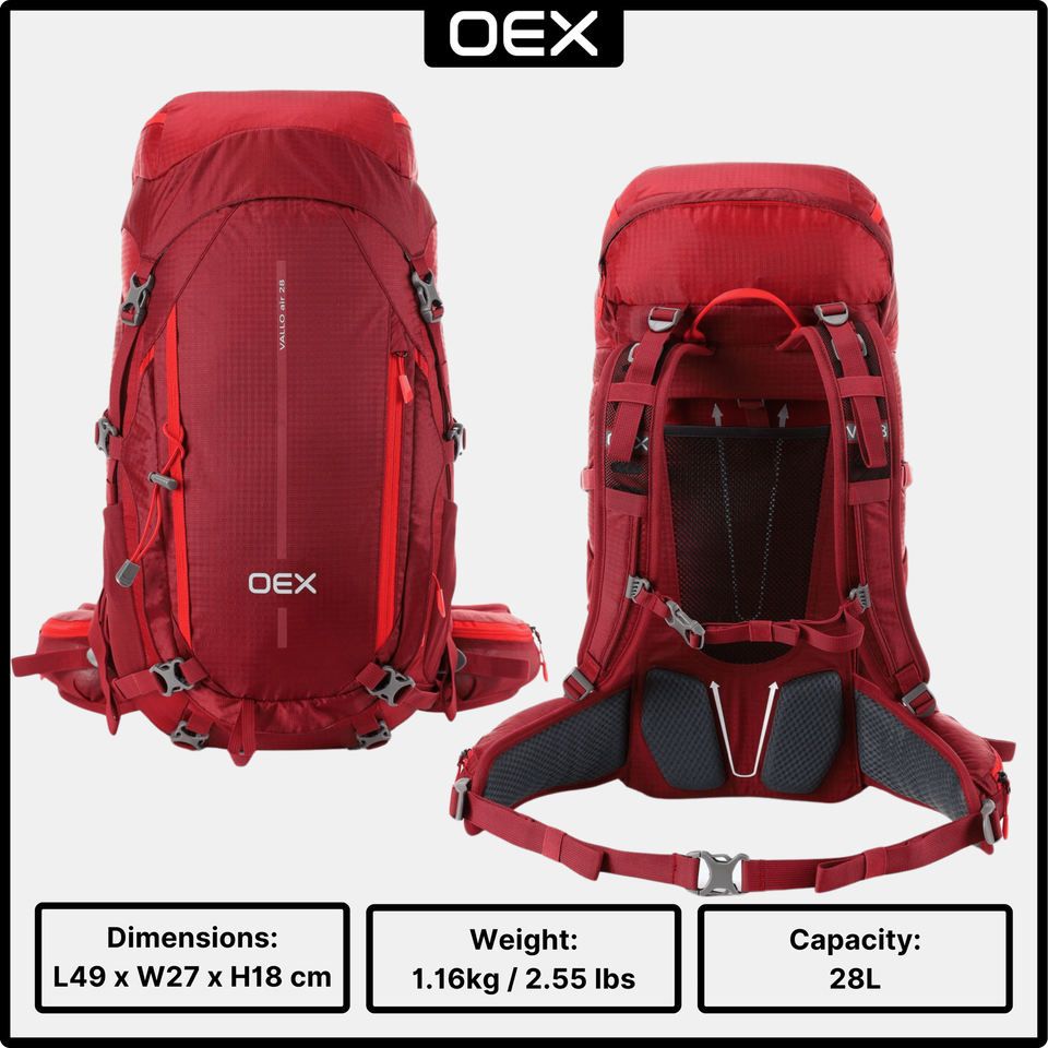 OEX Vallo Air 28 Rucksack Perfect for Hiking and Travelling, Travel ...
