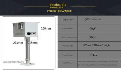 3M Projector Motorized Telescopic Hanger Bamboo Camera Ceiling Lift ...