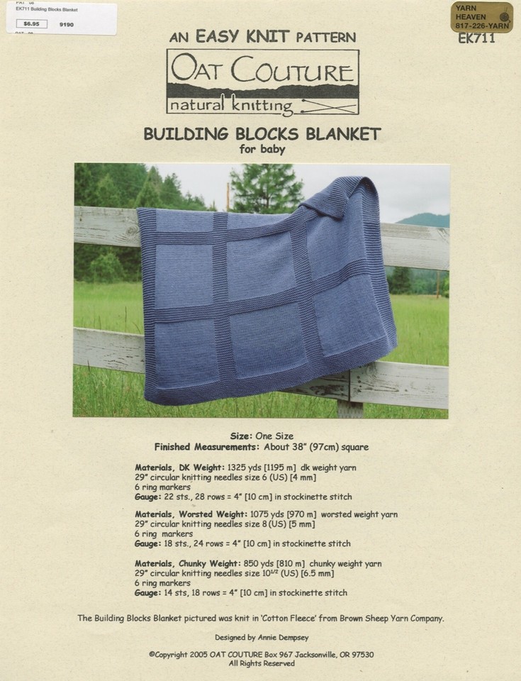 Oat Couture EASY KNIT PATTERN EK711 - Building Blocks Blanket for Baby ...