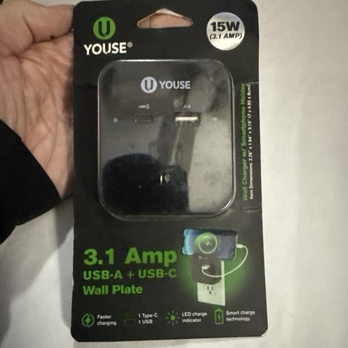 Youse 15 W 3.1 Amp Usb Plus Usb-C Wall Plate Charger! | eBay