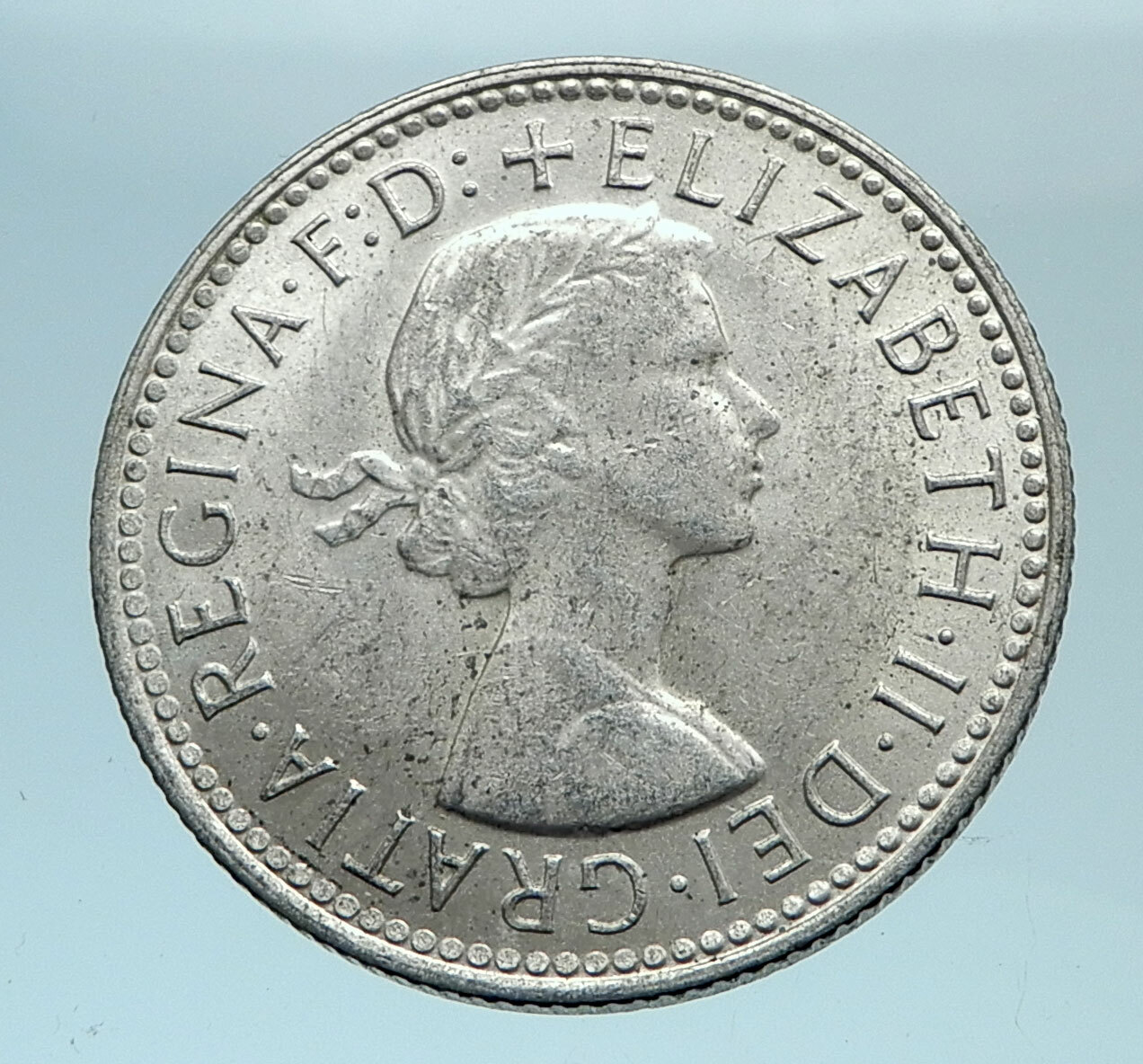 1963 AUSTRALIA UK Queen Elizabeth II of Silver Shilling Vintage Coin ...
