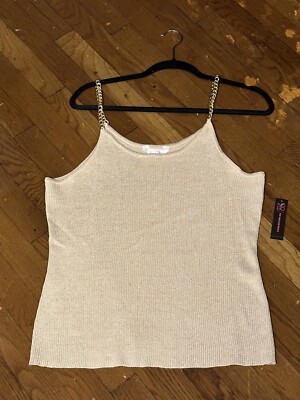 GOLD SHIMMER Holiday Party Gold Chain Strap Tank Top Shirt SIZE XS | eBay