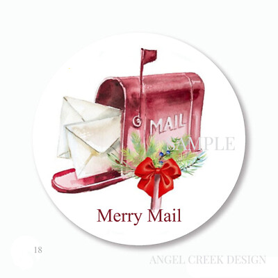 Christmas Merry Mail Scrapbook Stickers Round Envelope Seals Holiday ...