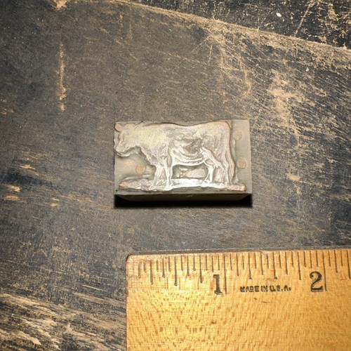 Print Block “ Cow/Bull “ Copper Face Block, Nice Details! | eBay