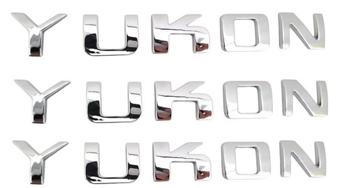 3PC CHROME YUKON REPLACEMENT FOR GMC DOOR EMBLEM TRUNK TAILGATE BADGE ...