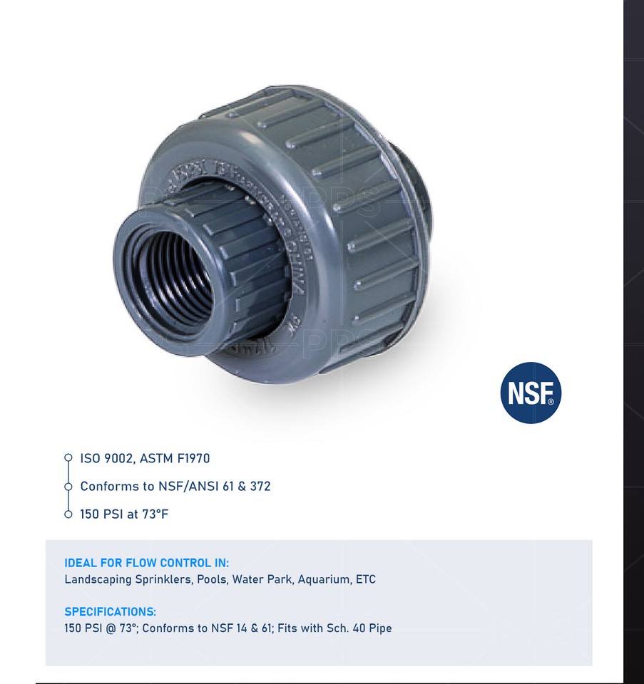 PVC Union Coupling Pipe Fitting; FIP; Grey Plastic | eBay