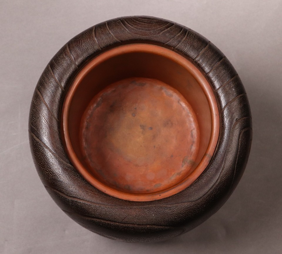 Vintage Japanese Lacquer Charcoal Brazier Hibachi Flowers Pattern Tea ...