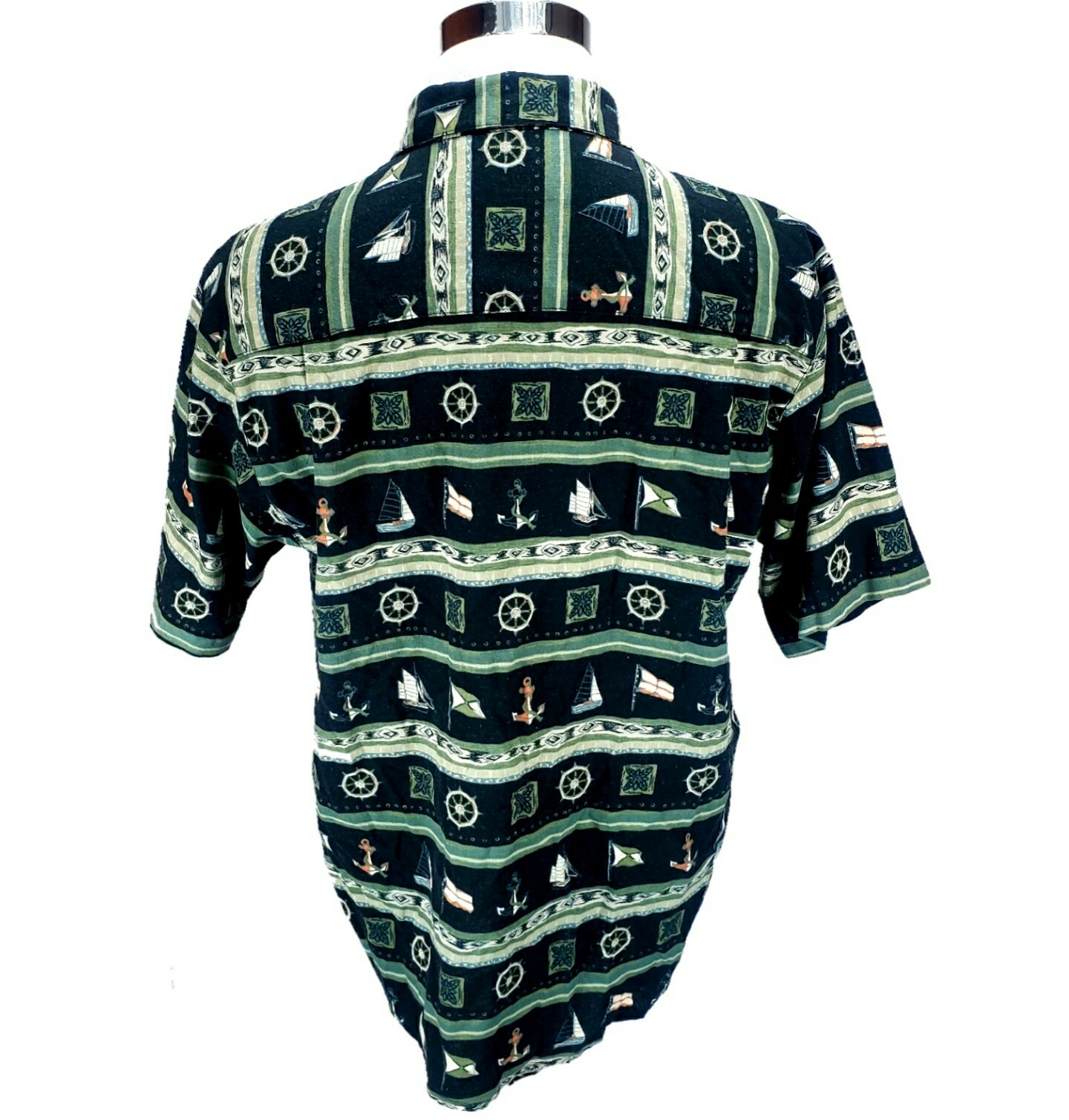 Mens Summa Boat Print Button Shirt, Large, 70% Silk, 30% Cotton | eBay