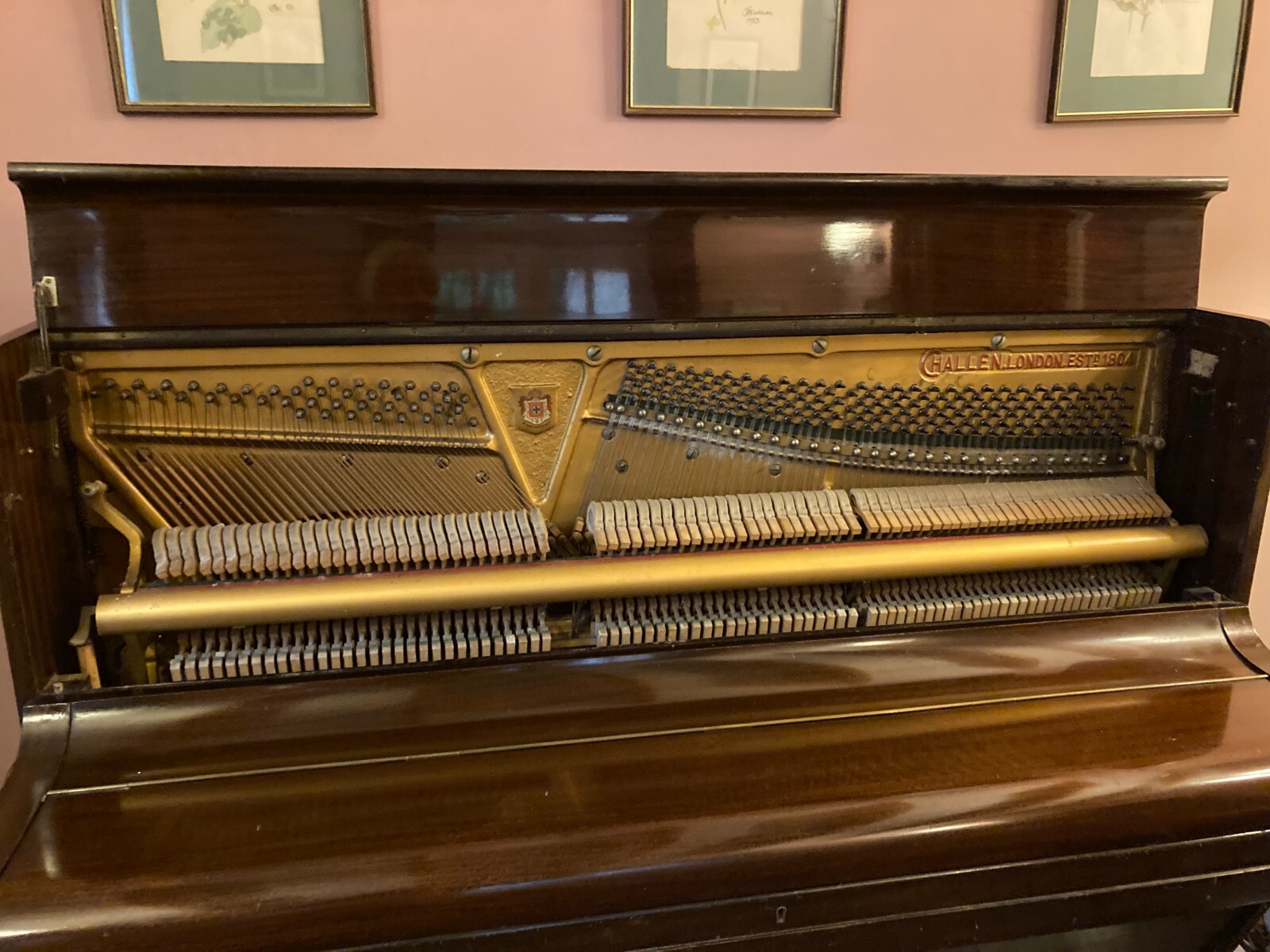 Beautiful full size Upright Overstrung English Piano made by Challen ...