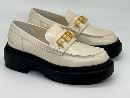 FENDI Fendigraphy Graphy Signature Logo Leather Platform Loafers Shoes ...