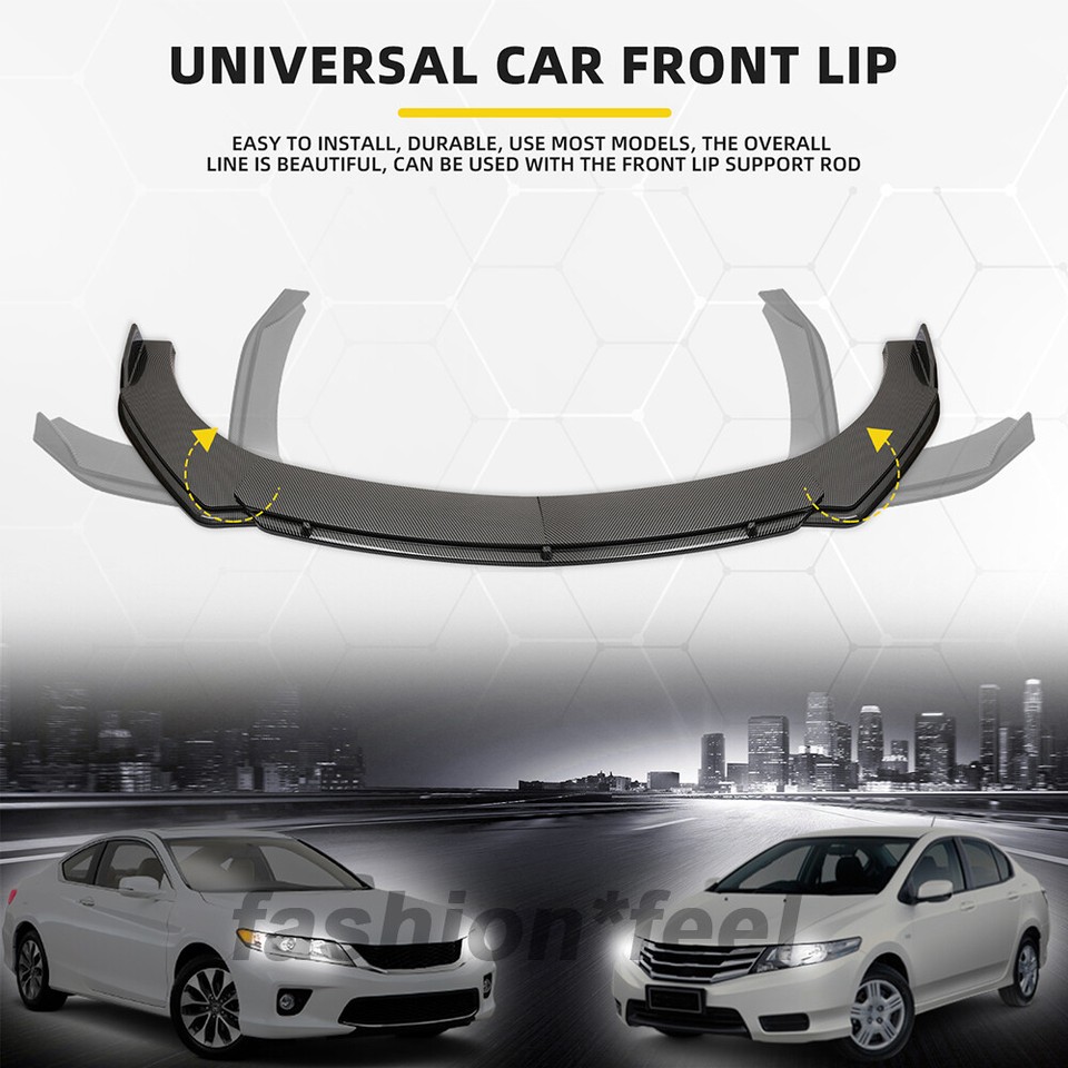 CARBON FIBER Front Bumper Lip Splitter Spoiler Parts + Rod for Ford ...