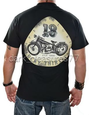 LUCKY 13 OLD BIKE T SHIRT TATTOO ROCKABILLY ROCK STAR BLACK TEE | eBay