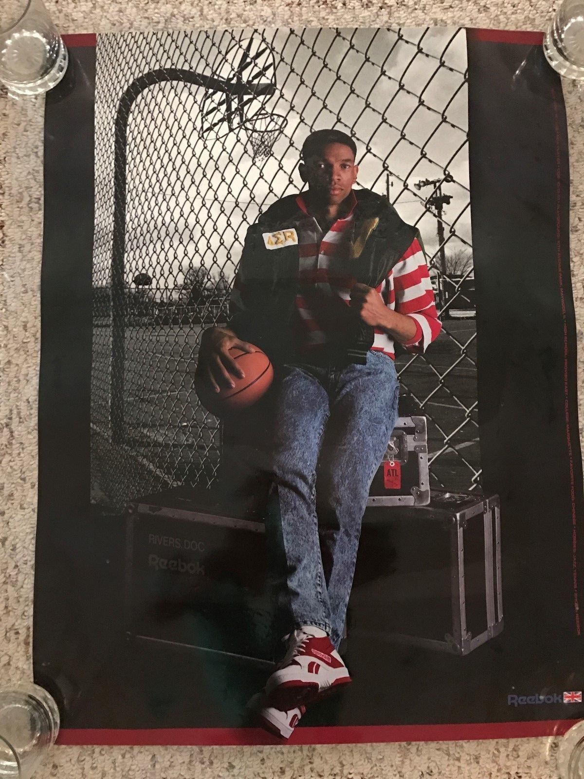 Vtg DOC RIVERS GLENN REEBOK POSTER FULL SIZE 1980s ATLANTA HAWKS ...
