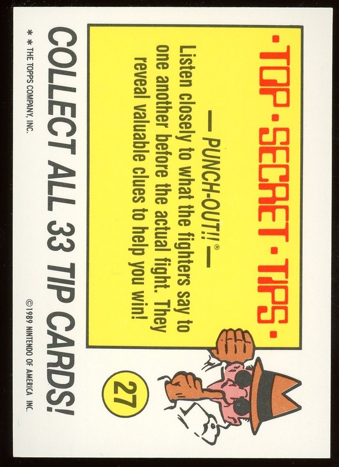 1989 Topps Nintendo Zelda Score Link Sticker Trading Card #27 Punch-out ...