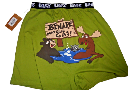 Lazy One Fun Men's Boxer shorts PJ lounge shorts Beware Natural Gas 100 ...