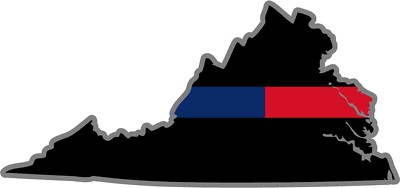 5" Virginia VA State Blue Red Line Police Firefighter Law Fireman ...