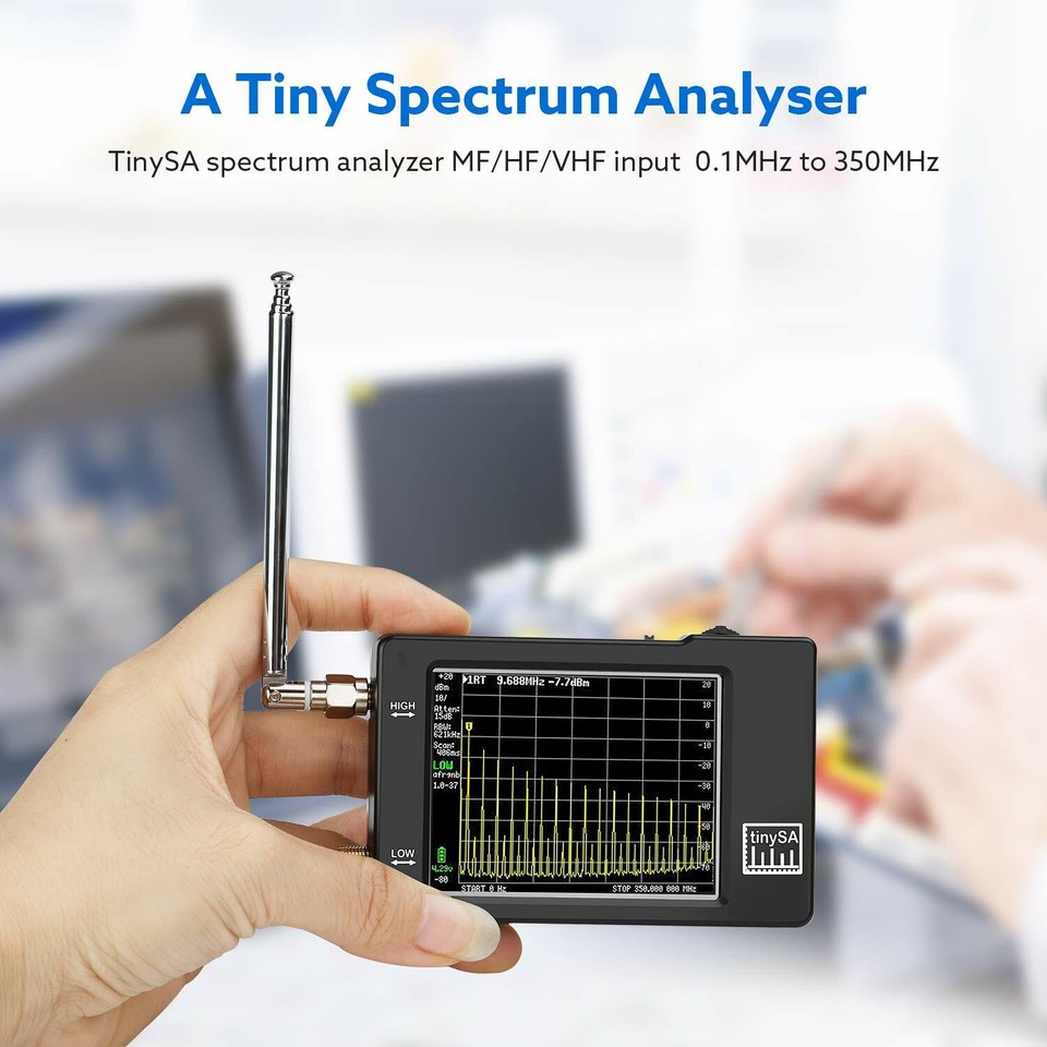 TinySA Spectrum Analyzer 100kHz to 960MHz MF/HF/VHF UHF Tiny Frequency ...