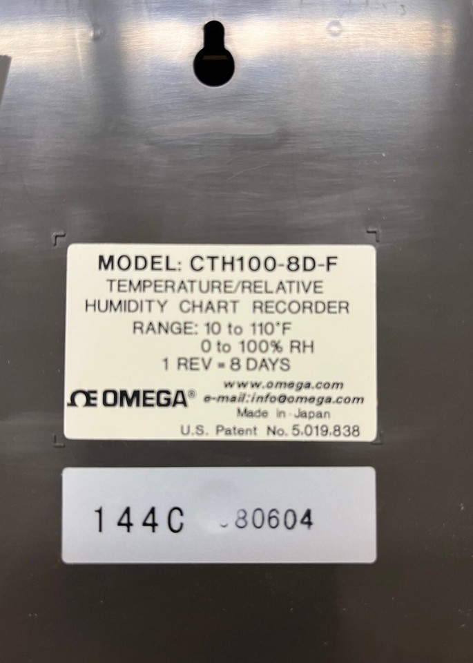 Omega temperature/relative humidity chart recorder CTH100-8D-F | eBay