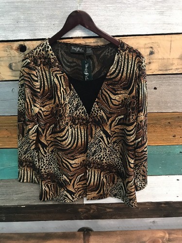 NWT The Magic Scarf Co Black Pullover Top Magic Slinky Shirt Mock ...