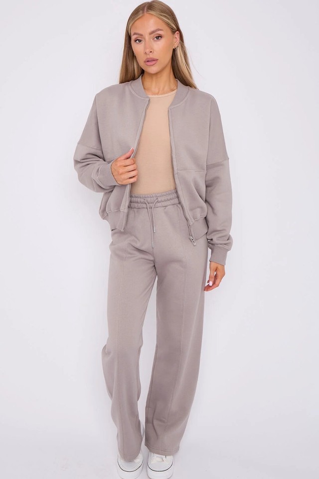 Women Bomber Oversize Baggy 2 Piece Lounge Wear Casual Set Ladies Suit ...