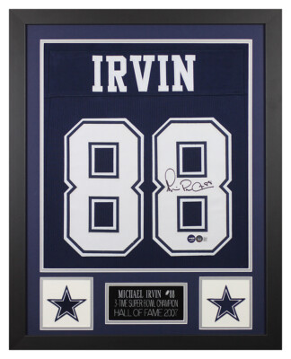 Michael Irvin Autographed & Framed Blue Dallas Jersey Auto Beckett COA ...