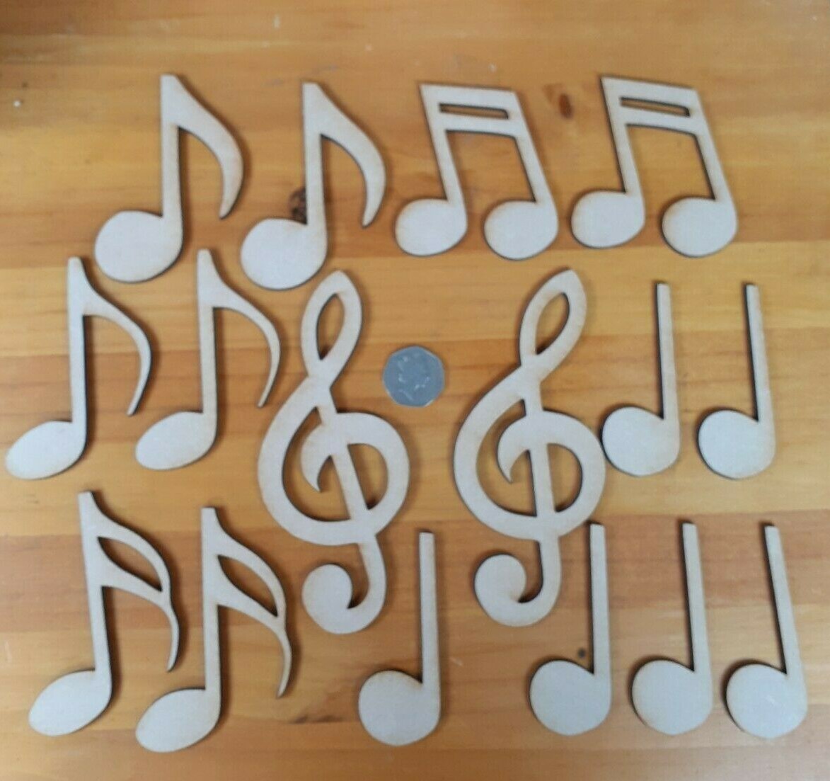 16x Music Notes Wooden Craft Shapes Wood DIY Decoration Notes Plaque ...