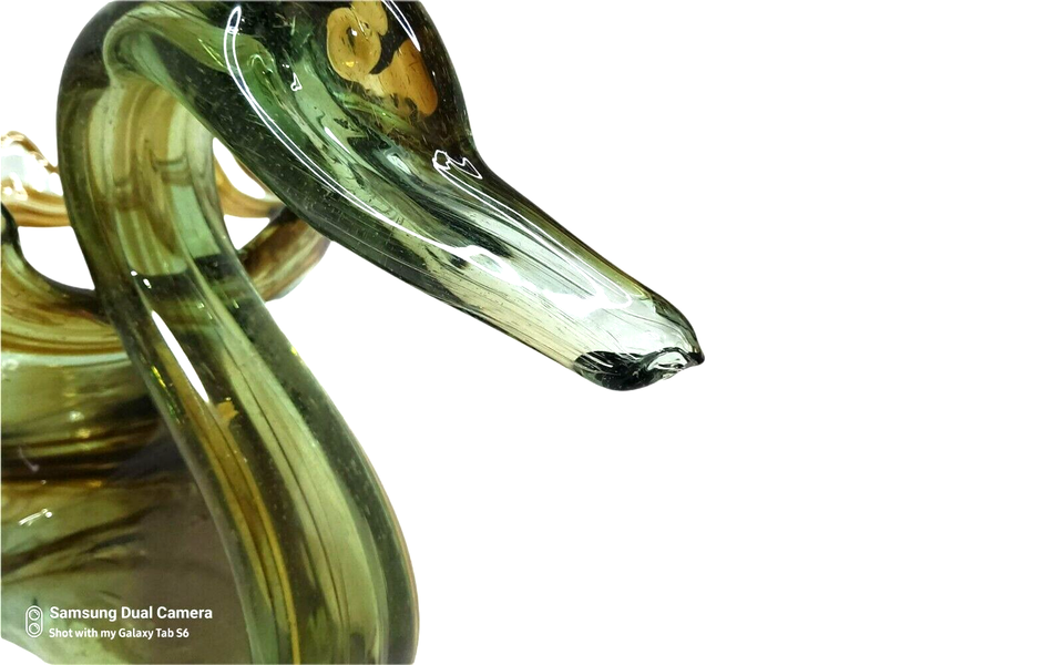 Vintage Murano Style Sooner or Arklahoma Hand Blown Art Glass Swan ...