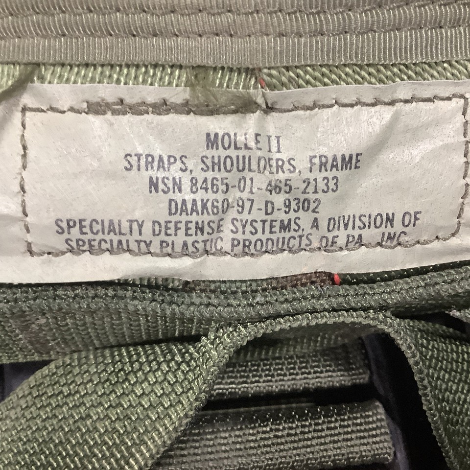 U.S. ARMY MOLLE II MAIN PACK WOODLAND FRAME, STRAPS & BELT Molle 2 Ruck ...