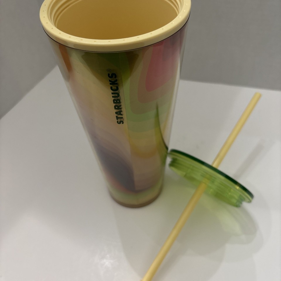 Starbucks 2025 Rainbow Waves Tumbler NWT Yellow Green Venti 24oz Cold ...