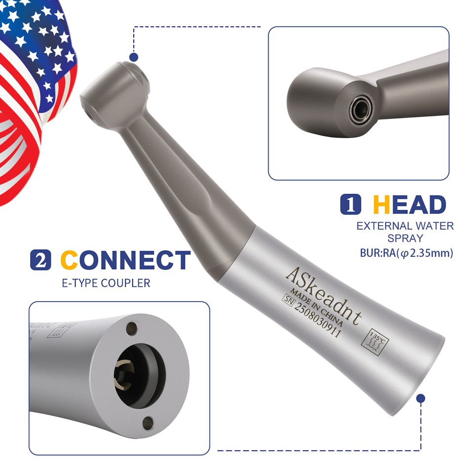 1-10 Dental Contra Angle Straight Nosecone Air Motor Low Speed ...