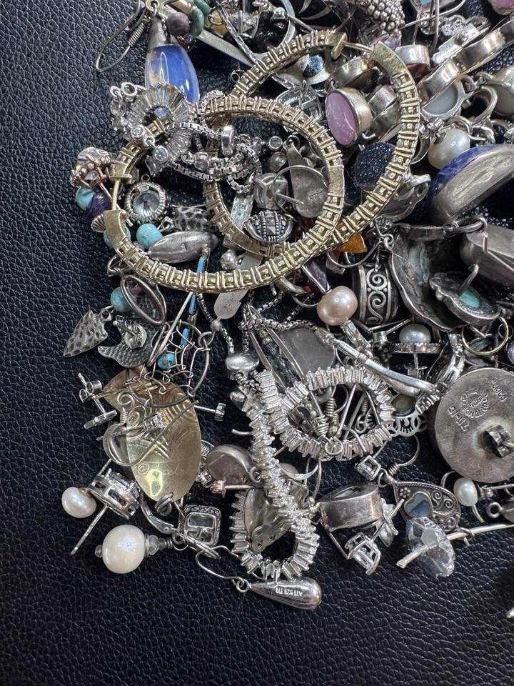 Scrap Sterling Silver Jewelry With Stones Repair Or Repurpose - 511g | eBay