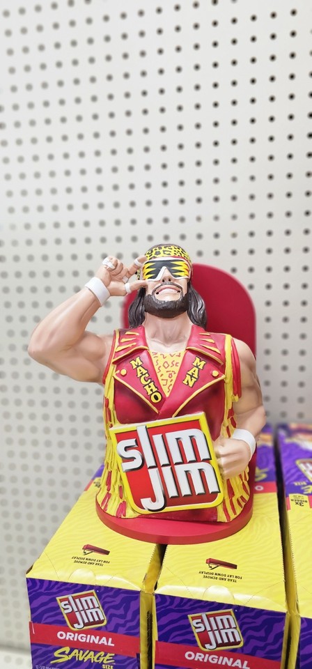 MACHO MAN RANDY SAVAGE Slim Jim Display Collector Mint w/4-12pk Savage ...