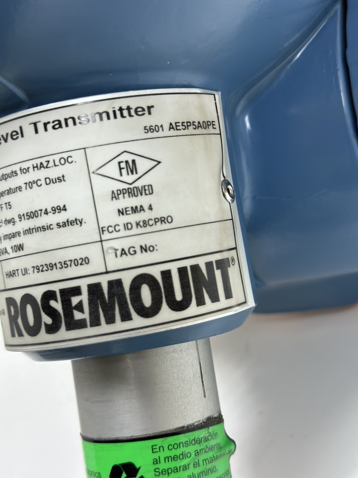 ROSEMOUNT TH 43 SERIES 5600 RADAR LEVEL TRANSMITTER S/N:2006105188 2210 ...