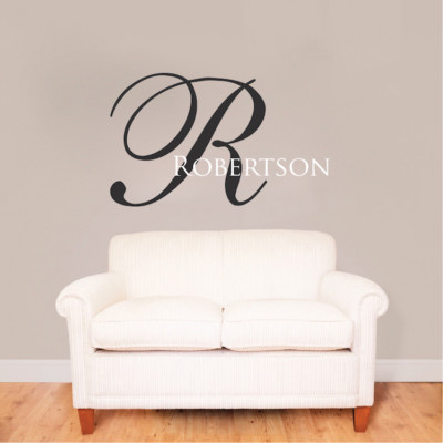 Fancy Initial Wall Decal Custom Monogram Wallpaper Vinyl Name Removable ...