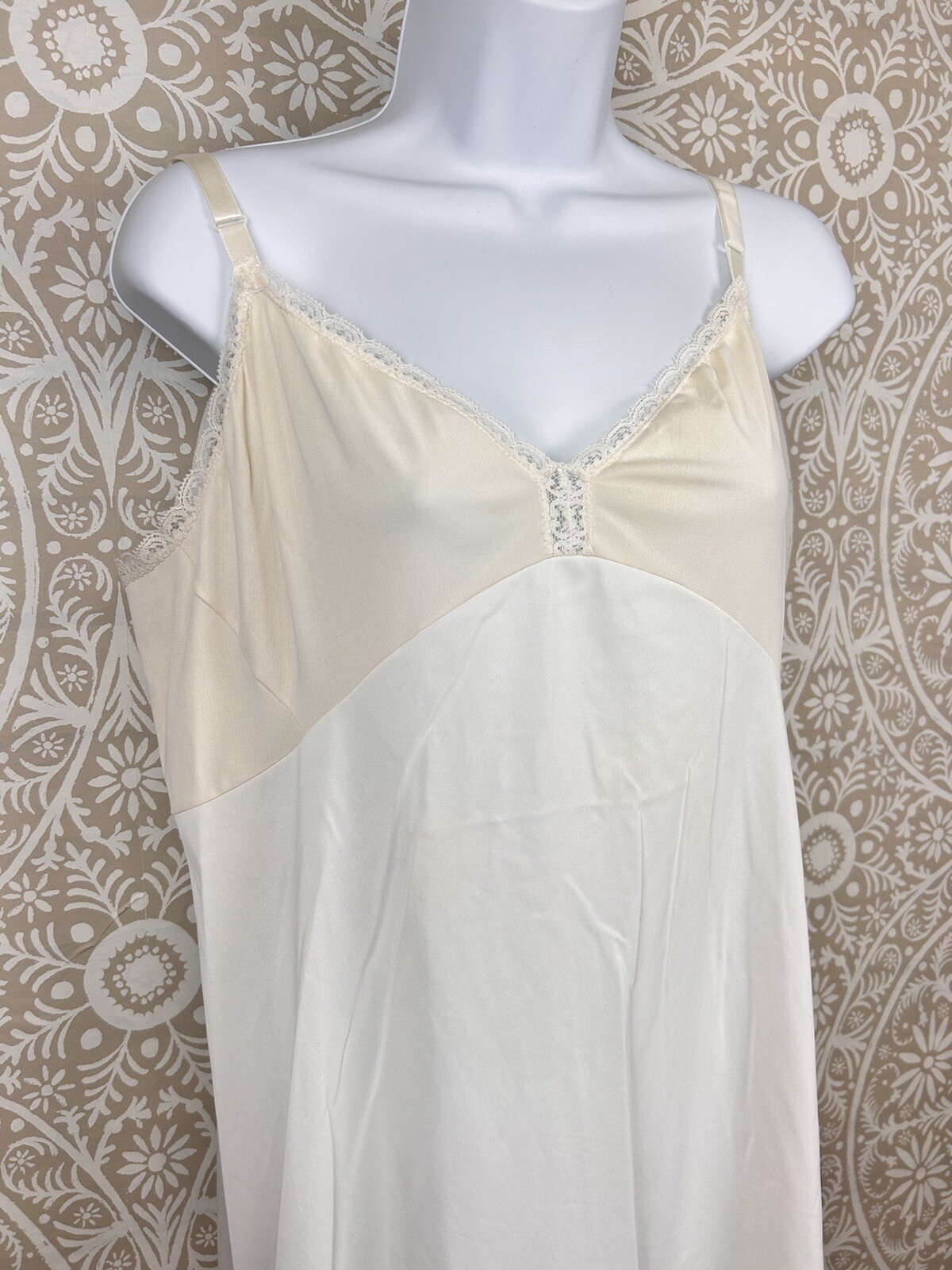 Vintage Shadowline White Silky Nylon Full Slip Gown Dress Lace Trim USA Size 42 | eBay