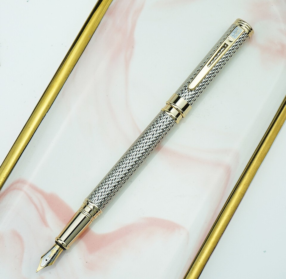 Crocodile 218 Medium Nib Fountain Pen , Noble Silver Gift Pen | eBay