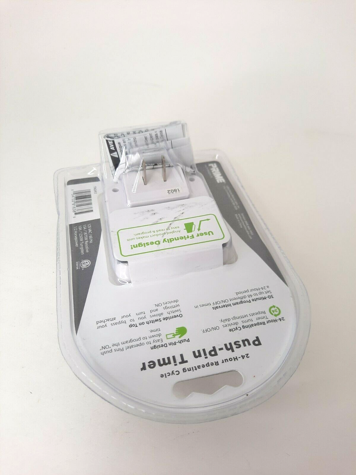 Prime 24 Hour Repeating Cycle Indoor Push Pin Timer. New, Sealed ...