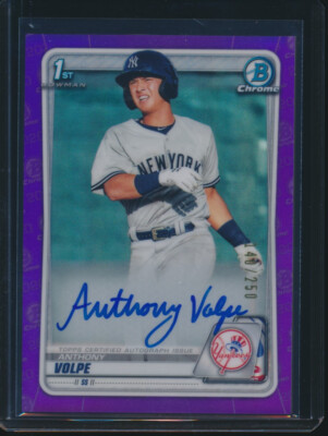 ANTHONY VOLPE AUTO 1st 2020 Bowman Chrome Autograph PURPLE REFRACTOR ...