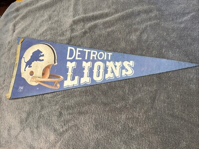 Vintage Detroit Lions Pennant Full Size NFL Football NFC 2 Bar Helmet ...