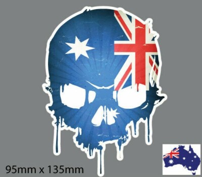 Australian Flag Bleeding Skull -biker-helmet-motorcycle--sticker-decal ...
