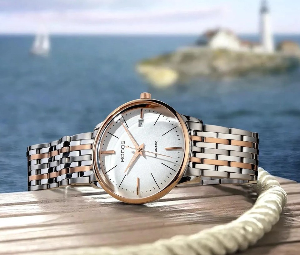 New Roco's Men's Luxury Gentlemen's Watch - Rose Gold And Silver | eBay