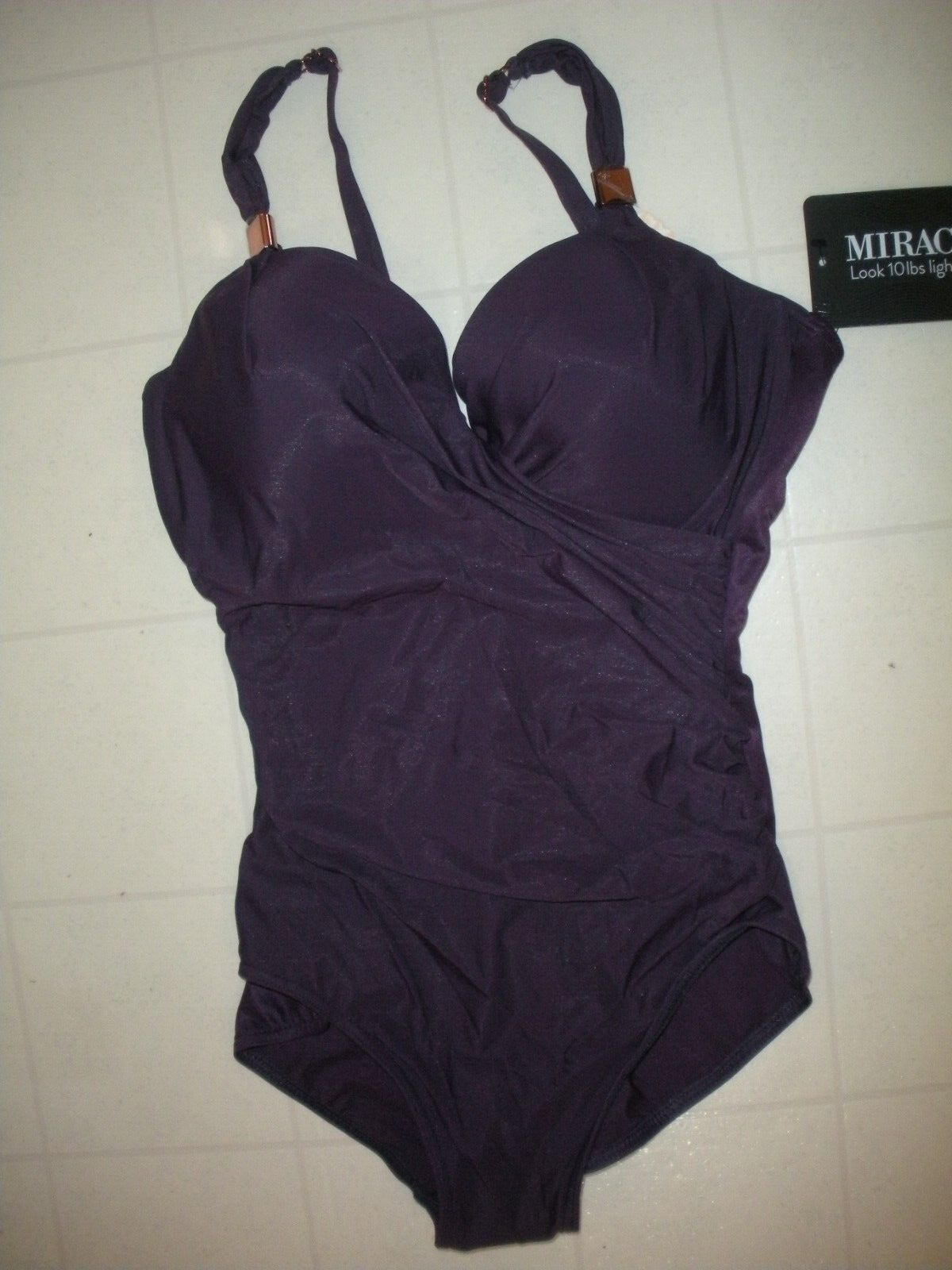 MIRACLESUIT Sangria Purple Razzle Dazzle Siren 1 PC Underwire Swimsuit ...