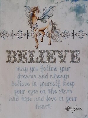 Kelly Lane Sentiment Plaque 12x15cm Pegasus Believe | eBay Australia