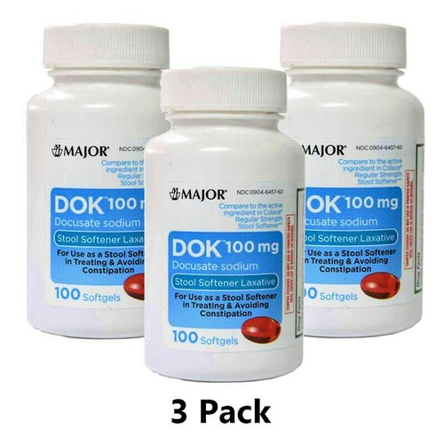 Major Docusate Sodium 100mg Softgels Stool Softener Generic Colace ...