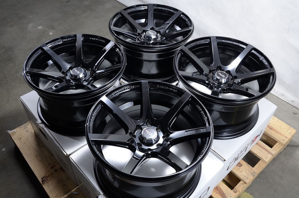 15x8 Black Aluminum Wheels Rims 4x100 4x114.3 Toyota Tercel Yaris ...